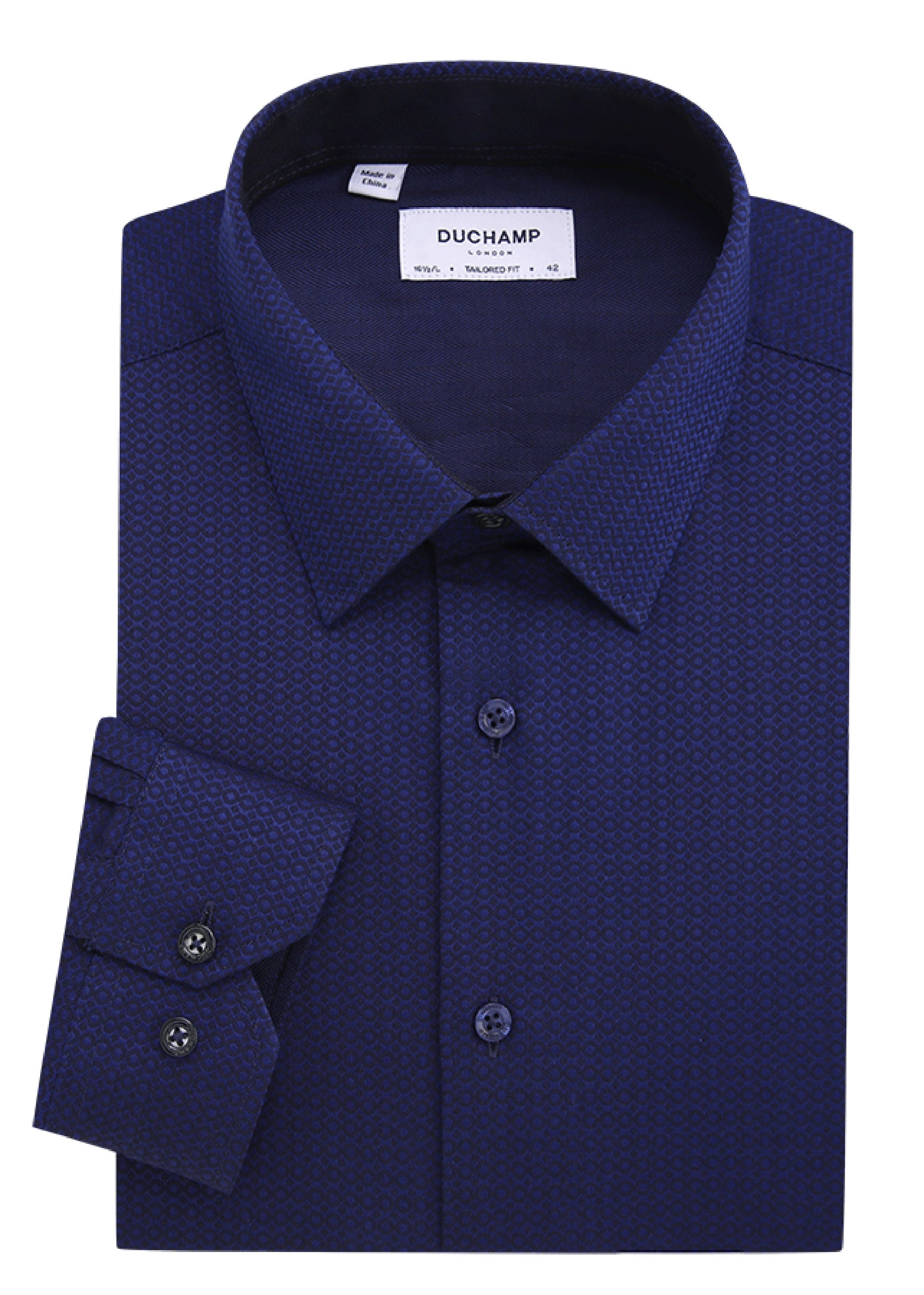 Duchamp London Navy Solid Geo Dress Shirt – SHOP ROFFE