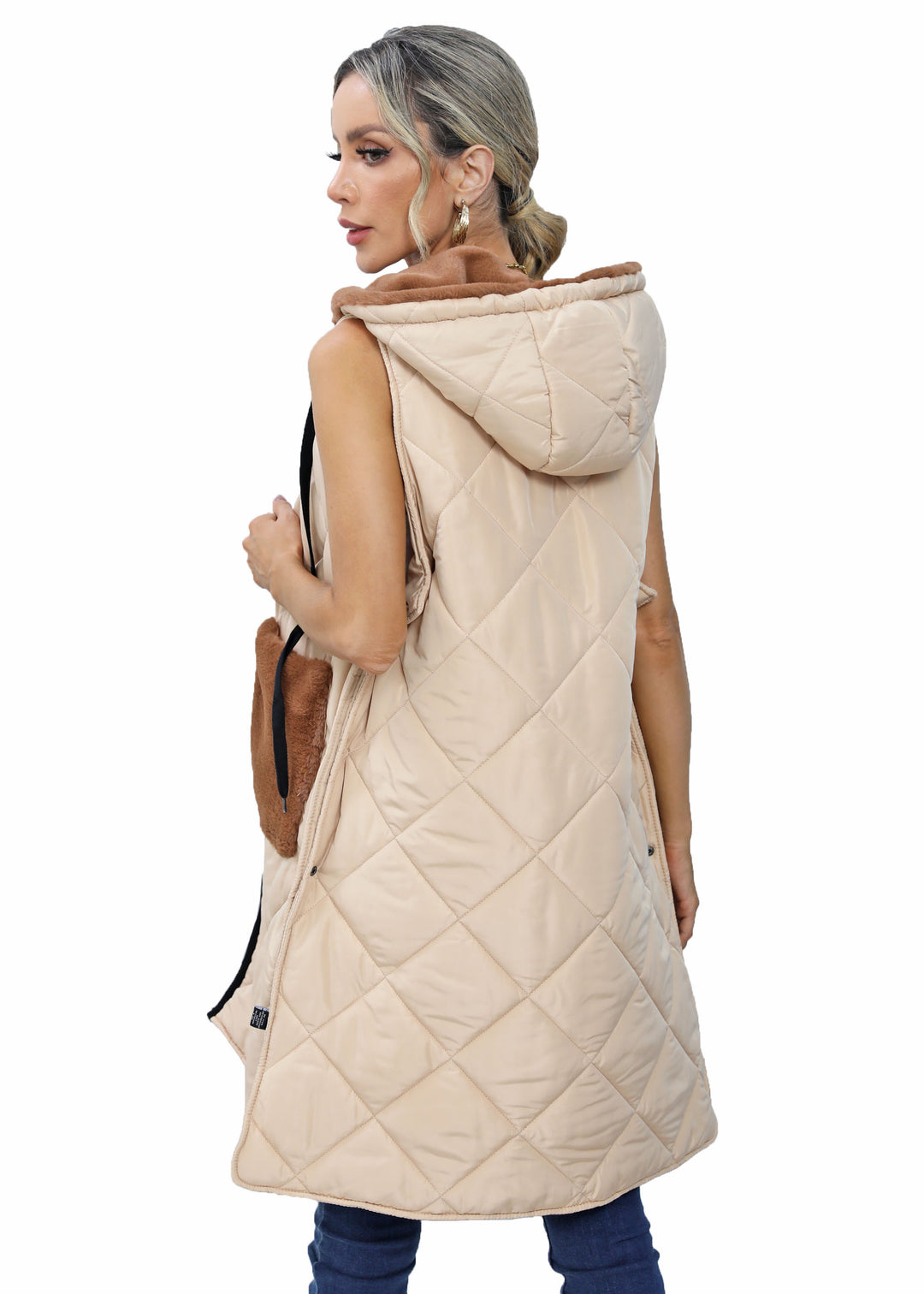 Roffe Long Faux Fur Trimmed Quilted Vest – SHOP ROFFE