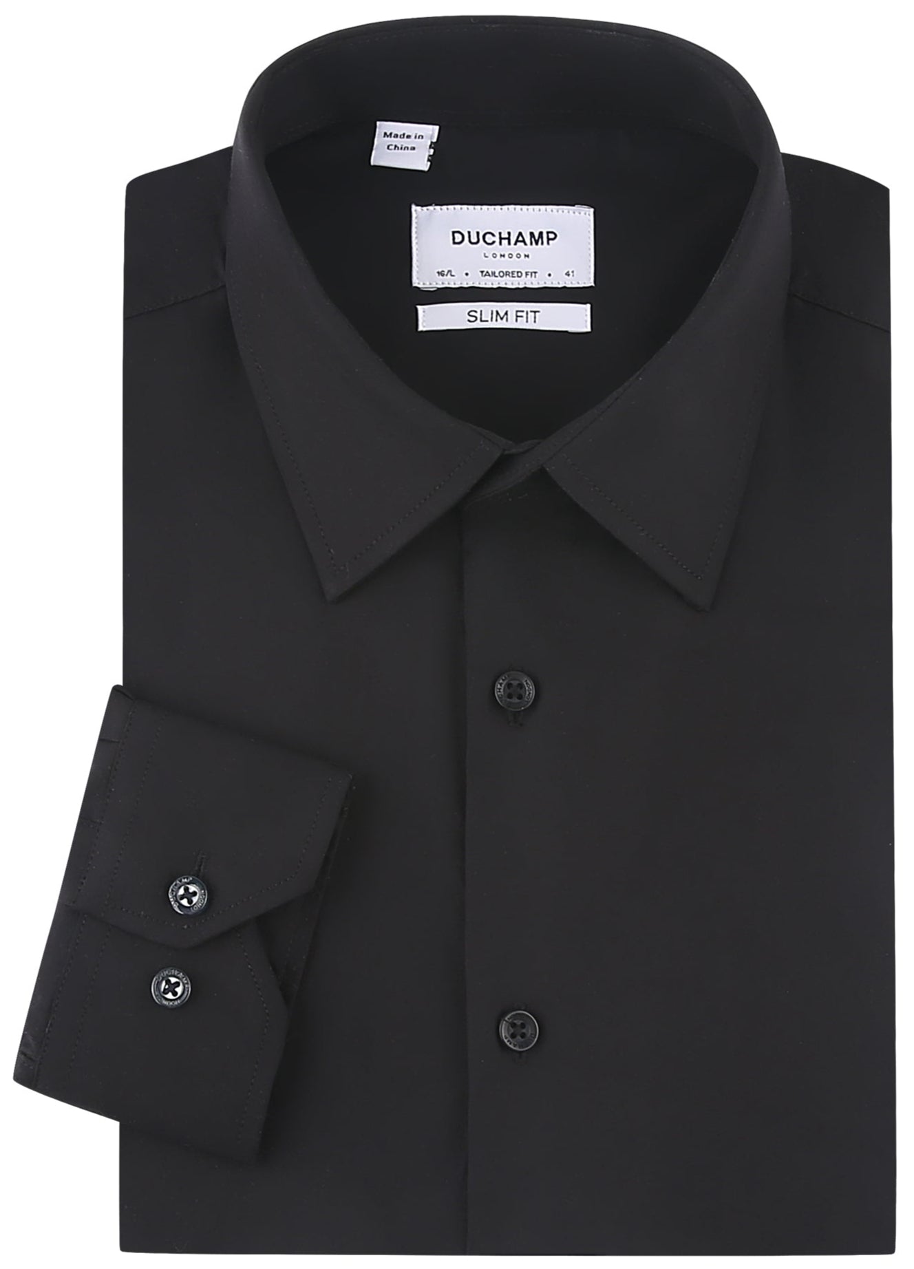 Duchamp London Solid Black Dress Shirt – SHOP ROFFE