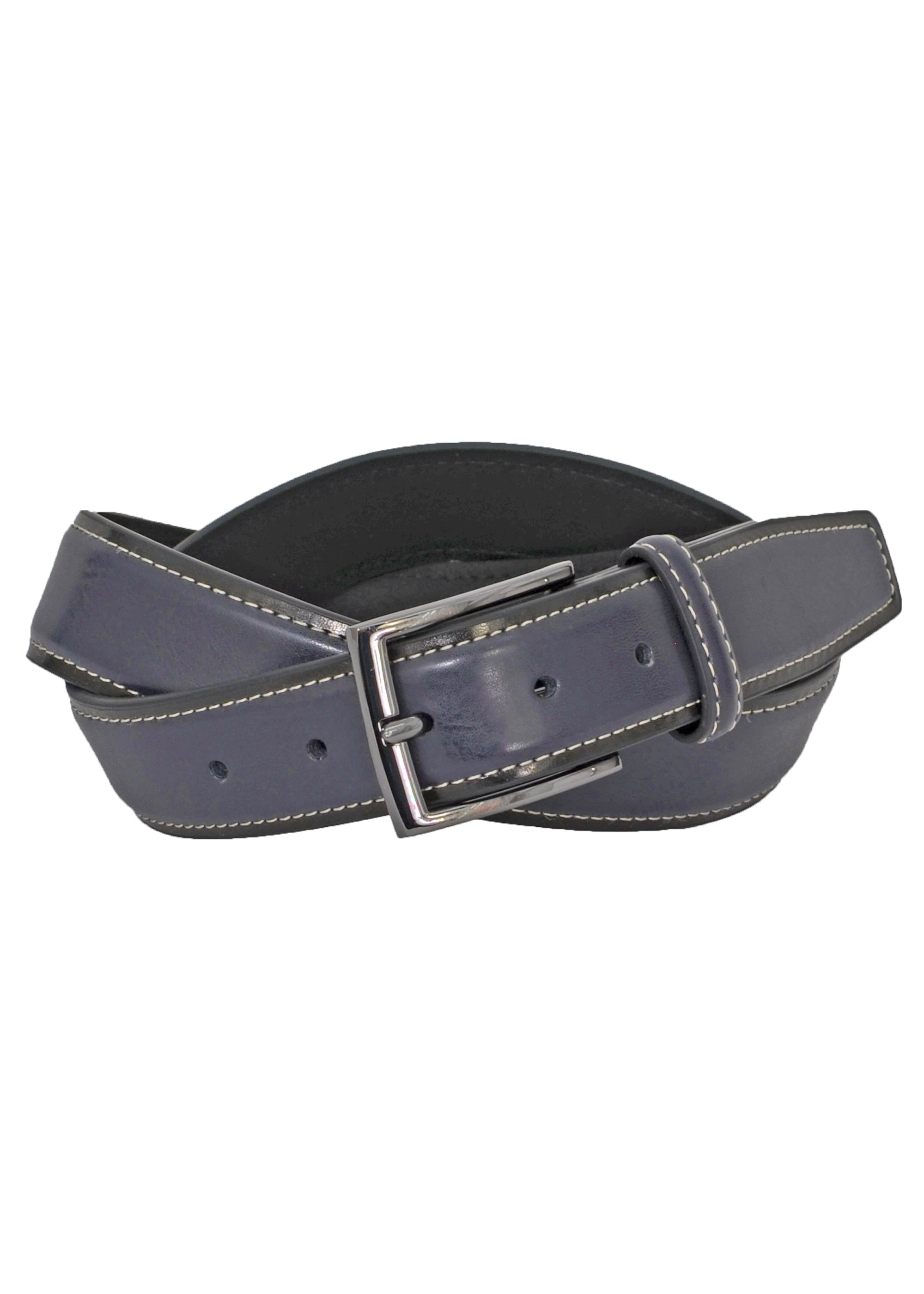 Duchamp London Mens Navy Leather Belt with contrast stitching – SHOP ROFFE